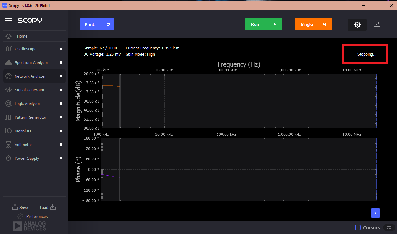 Scopy crashes when stopping Network Analyzer · Issue #667 · analogdevicesinc/scopy · GitHub