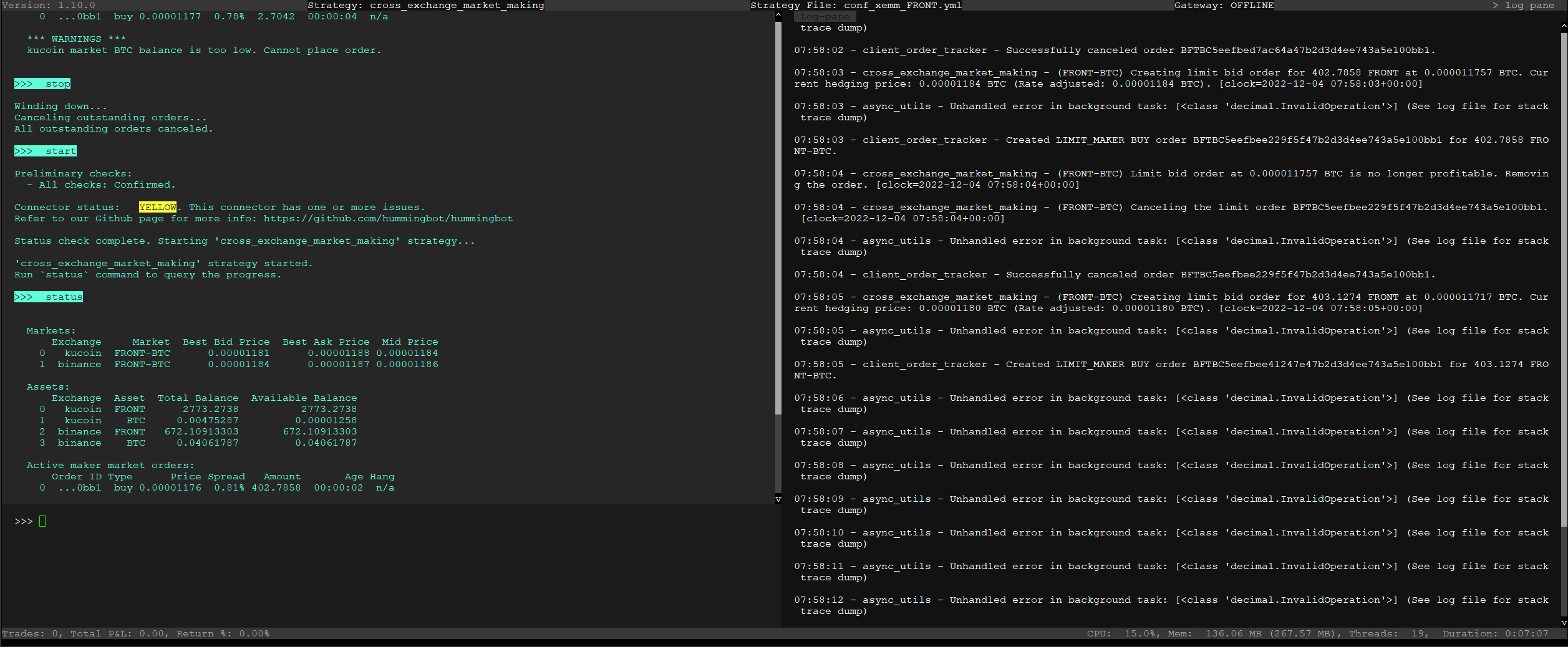 XEMM issue with decimal invalid operation · Issue #5922 · hummingbot ...