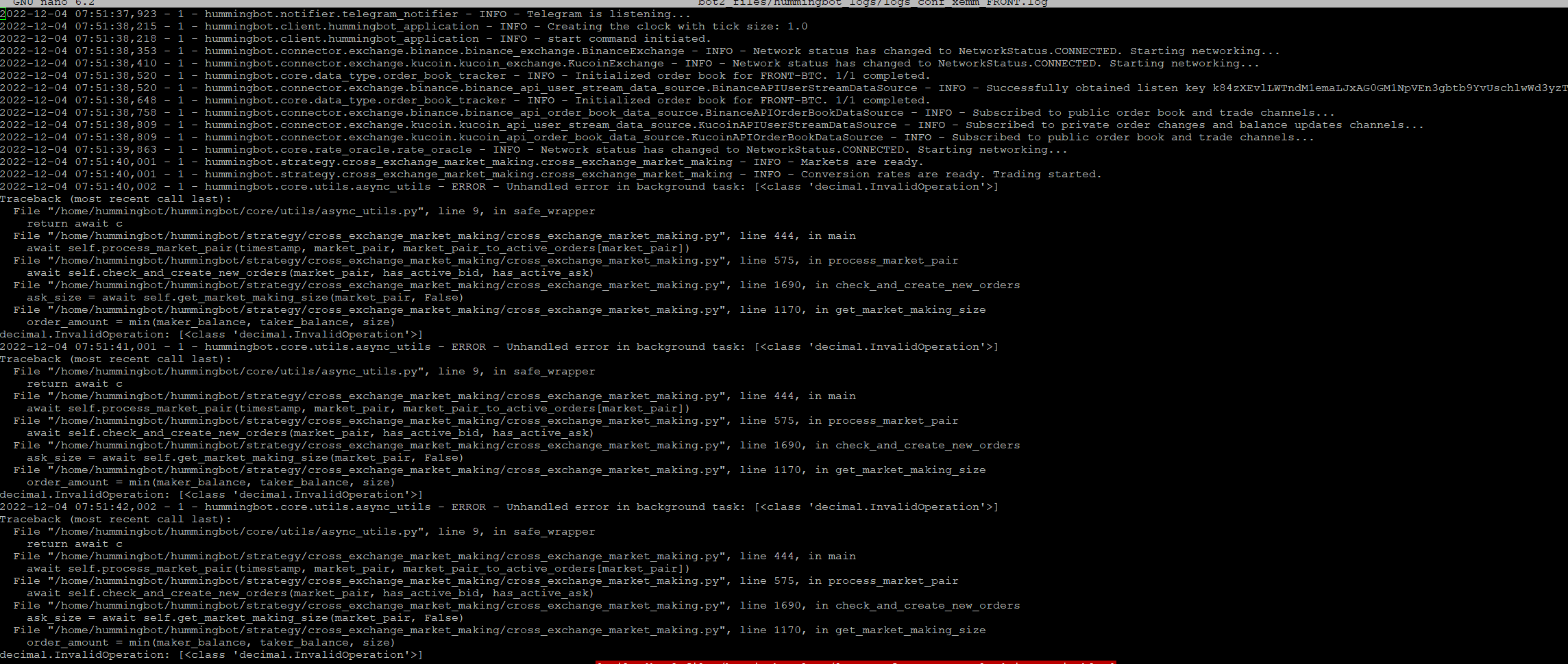 XEMM issue with decimal invalid operation · Issue #5922 · hummingbot ...