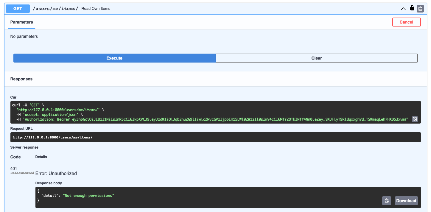 OAuth2 scopes error in documentation for endpoints with multiple scopes · Issue #5725 · fastapi ...