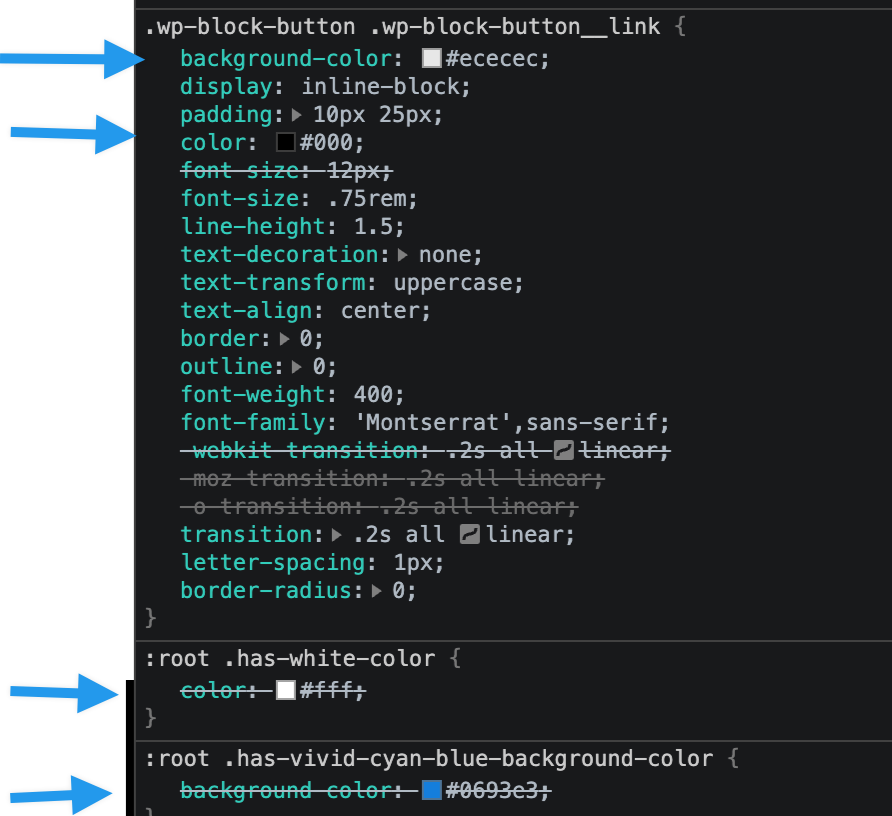 Rosalie: Buttons block color settings are being overridden (front-end only) · Issue #3527 ...