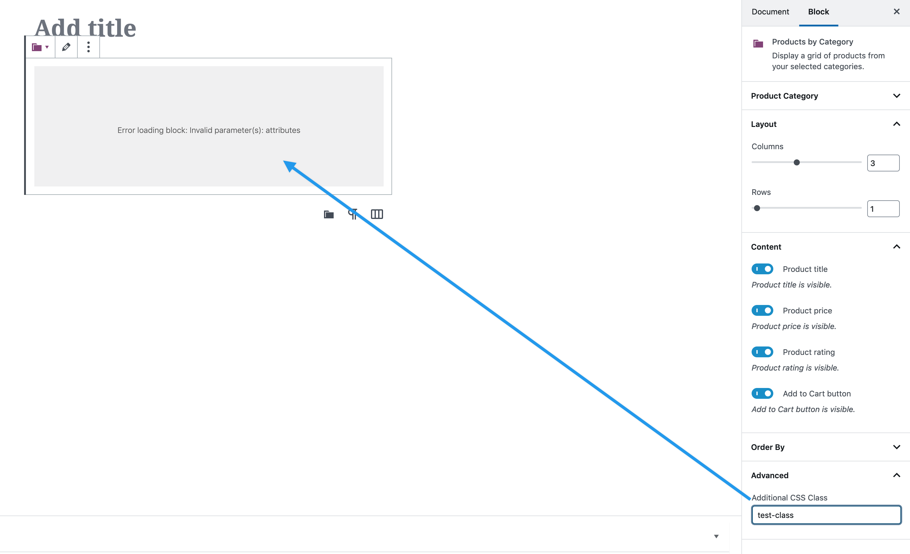 Products by Category: Adding CSS Class in Block Settings Results in Error · Issue #659 ...