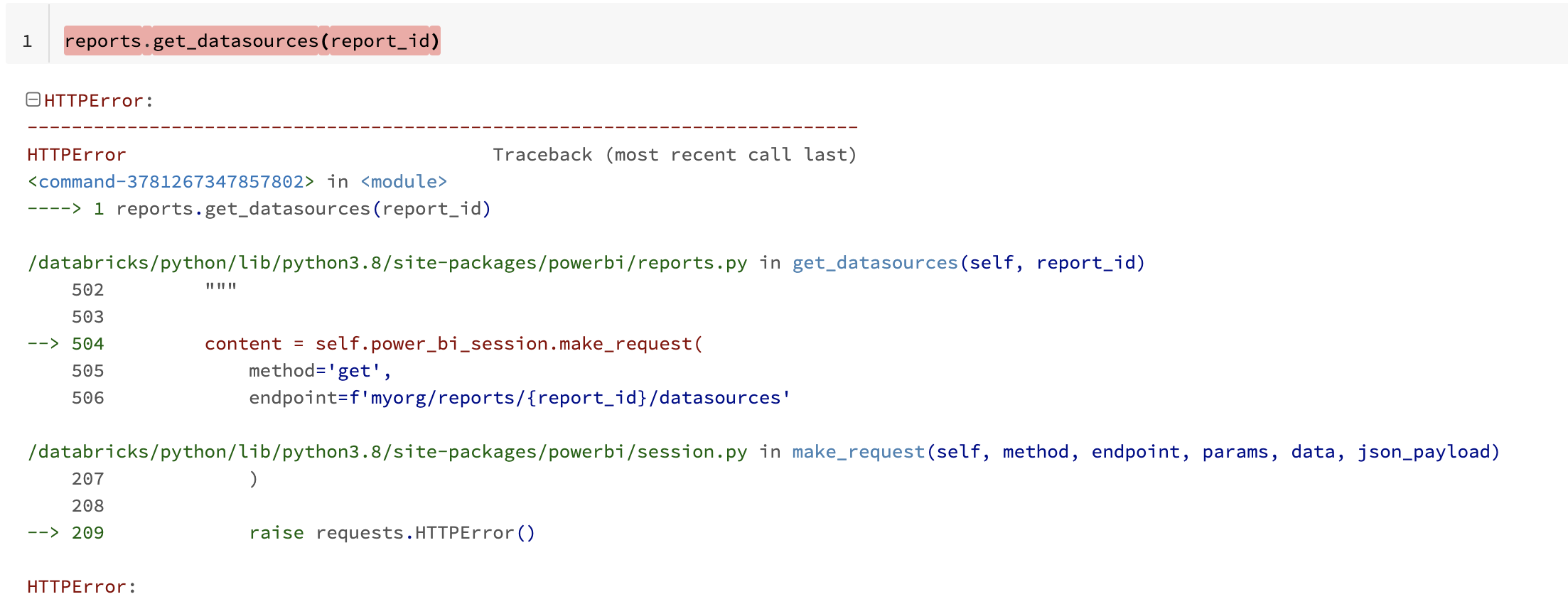 Have There Been Issues Reported With Datasources Call · Issue 5 · Areed1192power Bi Python 