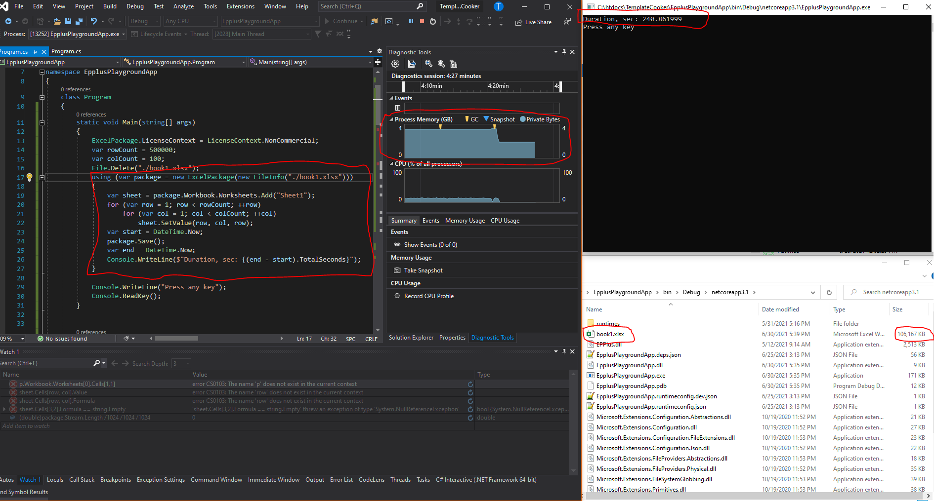 ExcelPackage.Save method is very slow on big datasets · Issue #424 · EPPlusSoftware/EPPlus · GitHub