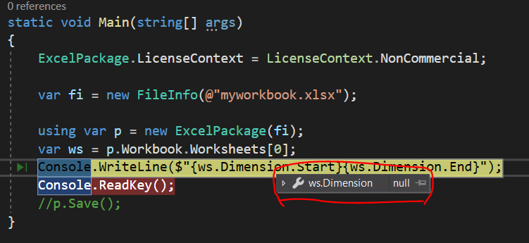 ExcelWorksheet.Dimension doesn't correctly determine sheet dimension if data resides on last ...