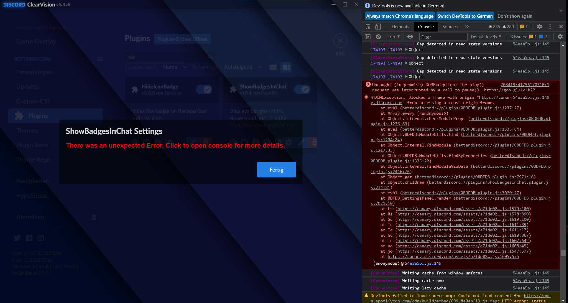 Bug Showbadgesinchat Unexpected Error · Issue 2072 · Mwittrienbetterdiscordaddons · Github 