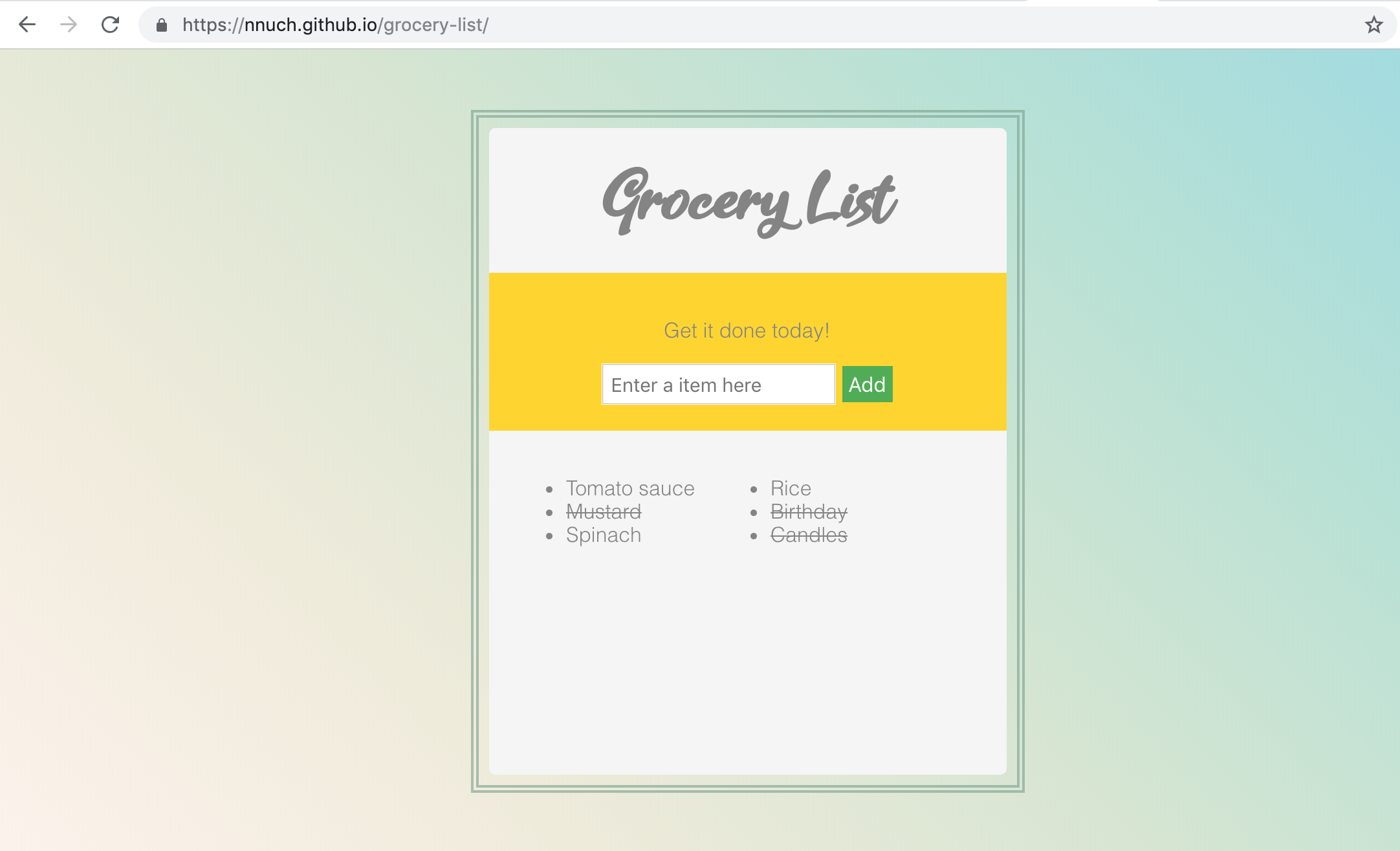 GitHub - nnuch/grocery-list: Grocery-List GitHub - nnuch/grocery-list: Grocery-List