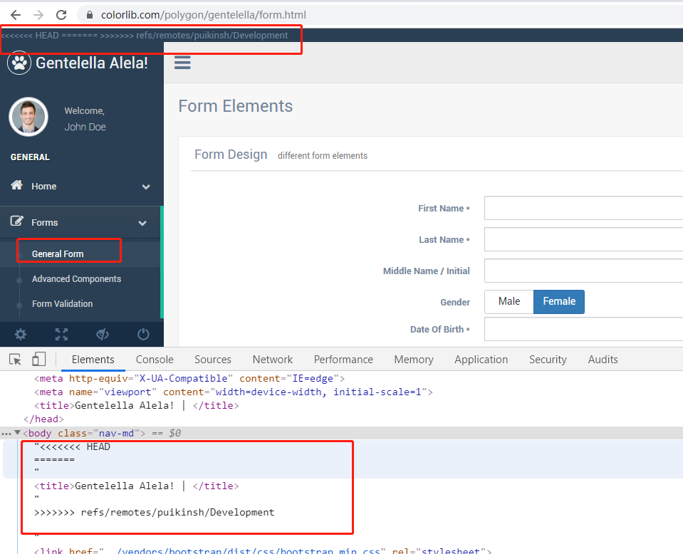 The project demo has a code conflict · Issue #809 · ColorlibHQ/gentelella · GitHub