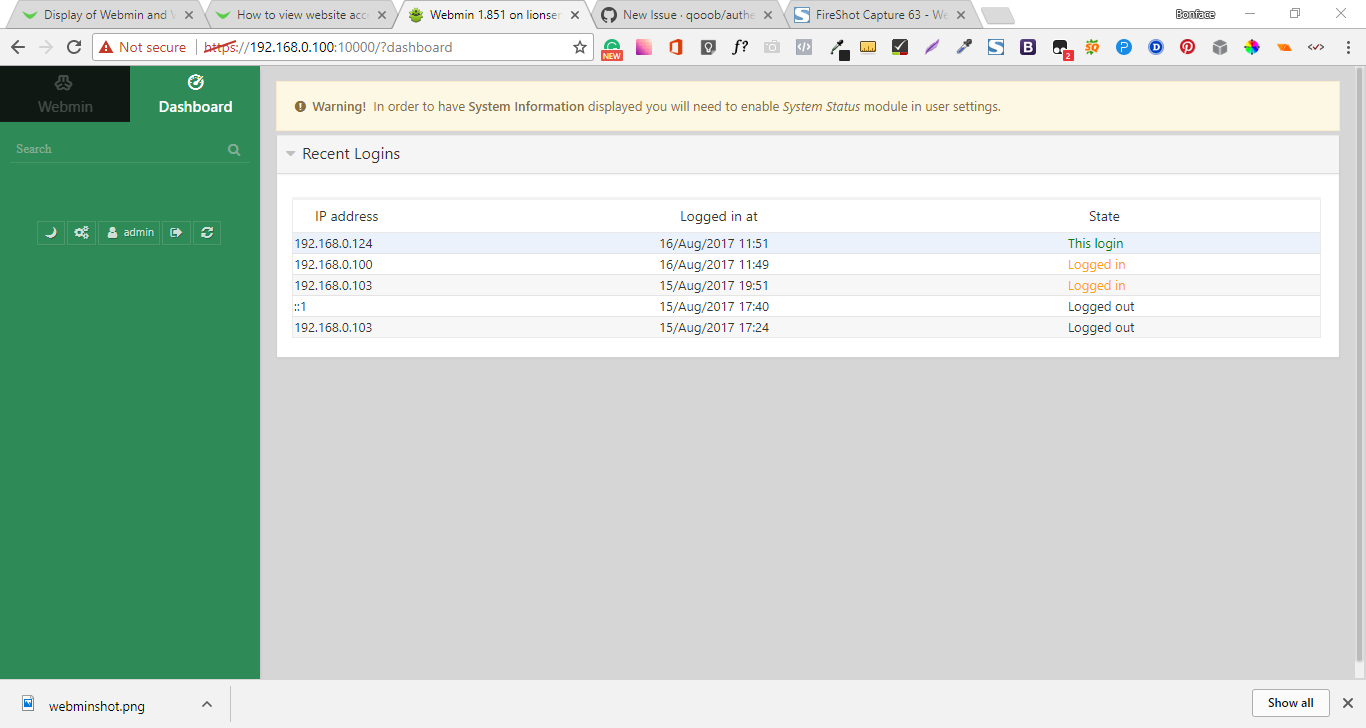 Setup: Missing links in navigation menu · Issue #829 · webmin/authentic-theme · GitHub