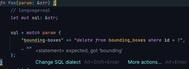 Language injection on a variable is incorrectly applied on patterns for its assignment · Issue ...