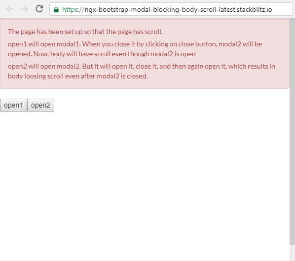 Modal keeps body class `modal-open` on after closing, causing scrollbars to disappear · Issue ...