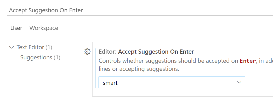 "Accept Suggestion On Enter" not smart enough · Issue #121995 · microsoft/vscode · GitHub