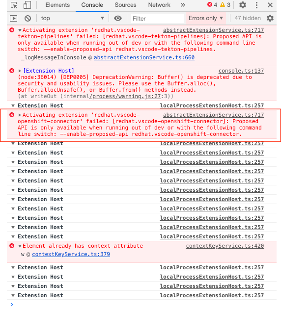 openshift extension wont work in vscode insiders · Issue #1872 · redhat-developer/vscode ...