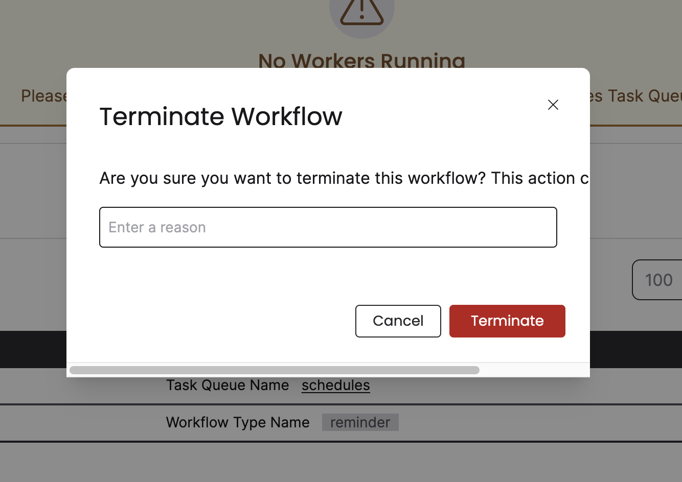 Terminate Dialog Overflows · Issue 1045 · Temporalio Ui · Github