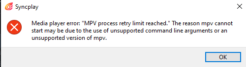 Windows 10: MPV process retry limit reached · Issue #390 · Syncplay/syncplay · GitHub