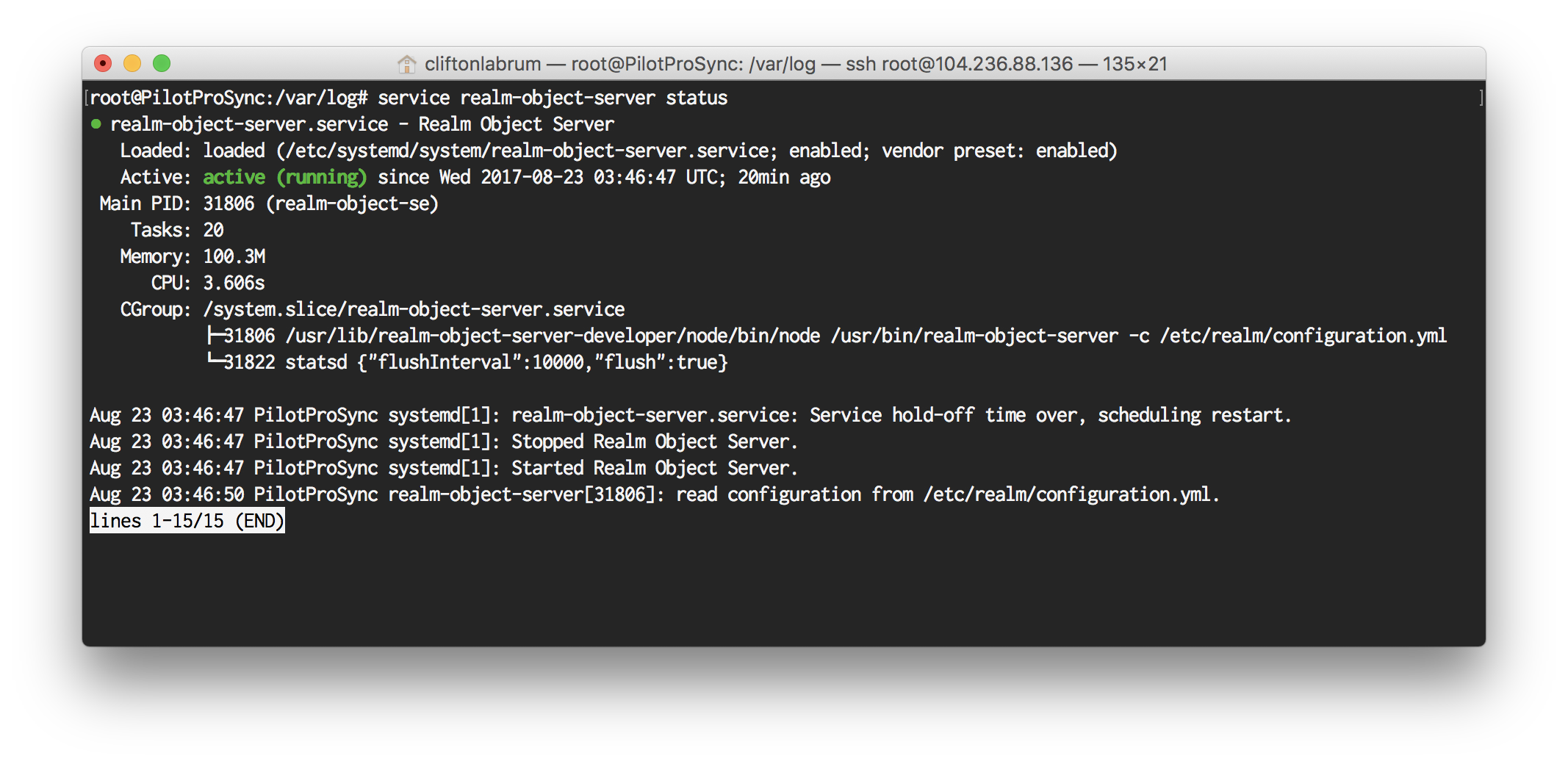 ROS 2.0 Beta Thinks It's Running But It's Not · Issue #256 · realm/realm-object-server · GitHub