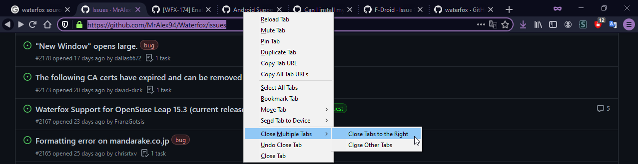 Close tabs on the Left · Issue #2203 · BrowserWorks/Waterfox · GitHub