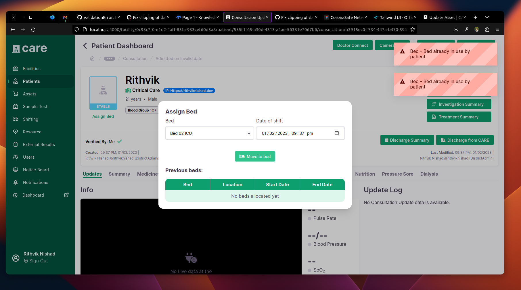 It's frustrating to do a couple of trials and errors to select a bed that's not occupied ...