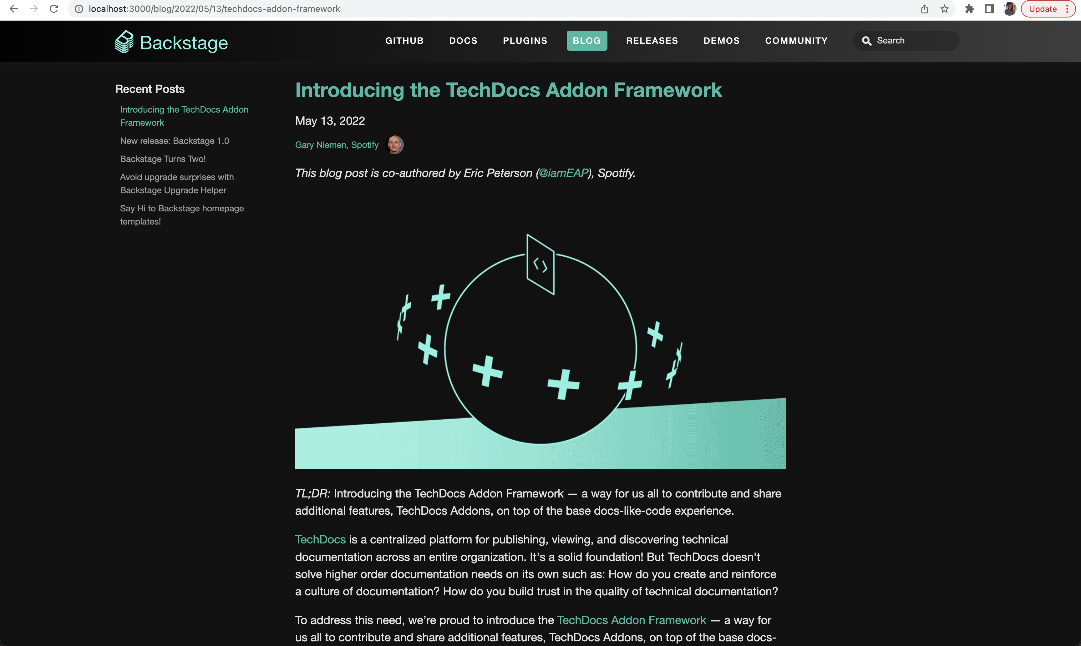 Techdocs Addon Framework Blog Post By Garyniemen · Pull Request 11502 · Backstage Backstage