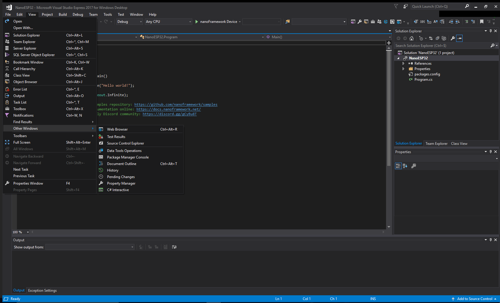 No Device Explorer tool window · Issue #457 · nanoframework/Home · GitHub