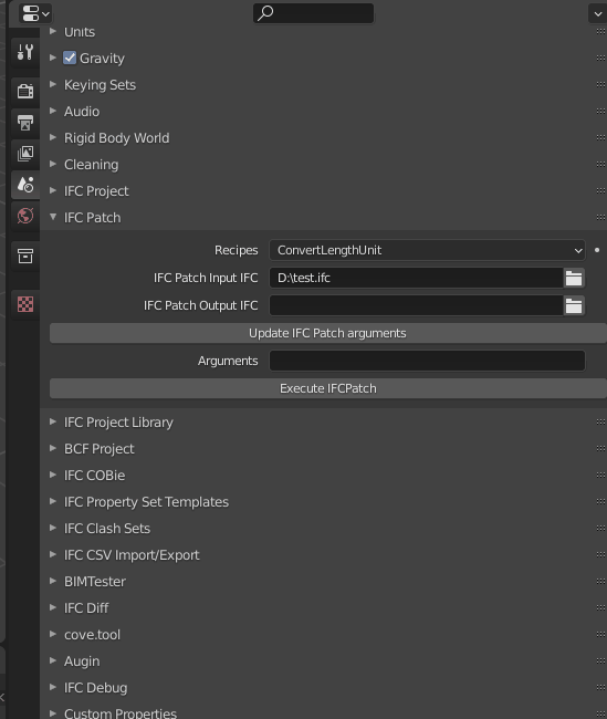 BlenderBIM : IFC Patch panel : Improve UI/UX for arguments field · Issue #1622 · IfcOpenShell ...