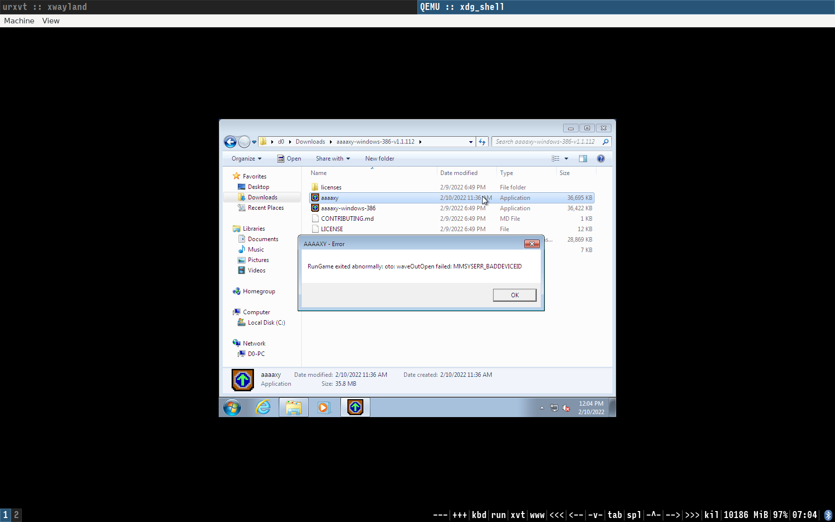Crash on Windows 7 x86 in waveOutOpen · Issue #158 · ebitengine/oto · GitHub