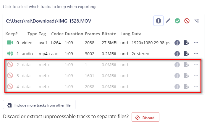 Discard and Keep setting for unknown tracks are backwards · Issue #1050 · mifi/lossless-cut · GitHub