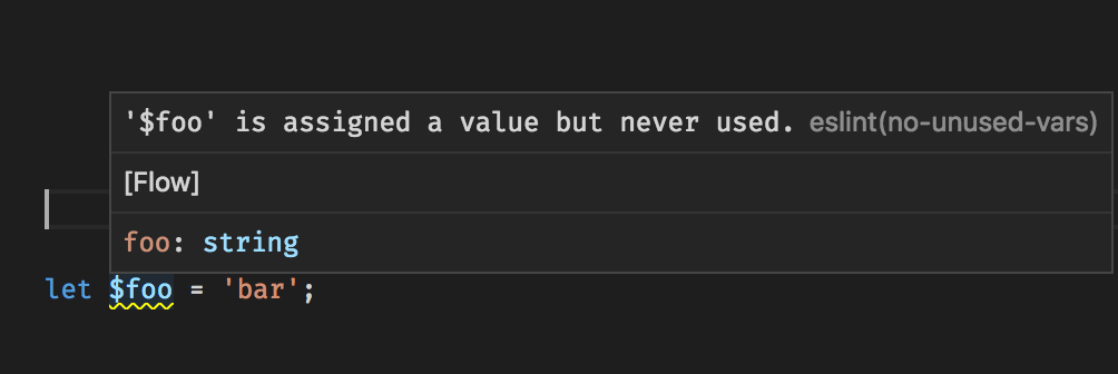 Symbols containing $ don't quite display correctly · Issue #319 · flow/flow-for-vscode · GitHub