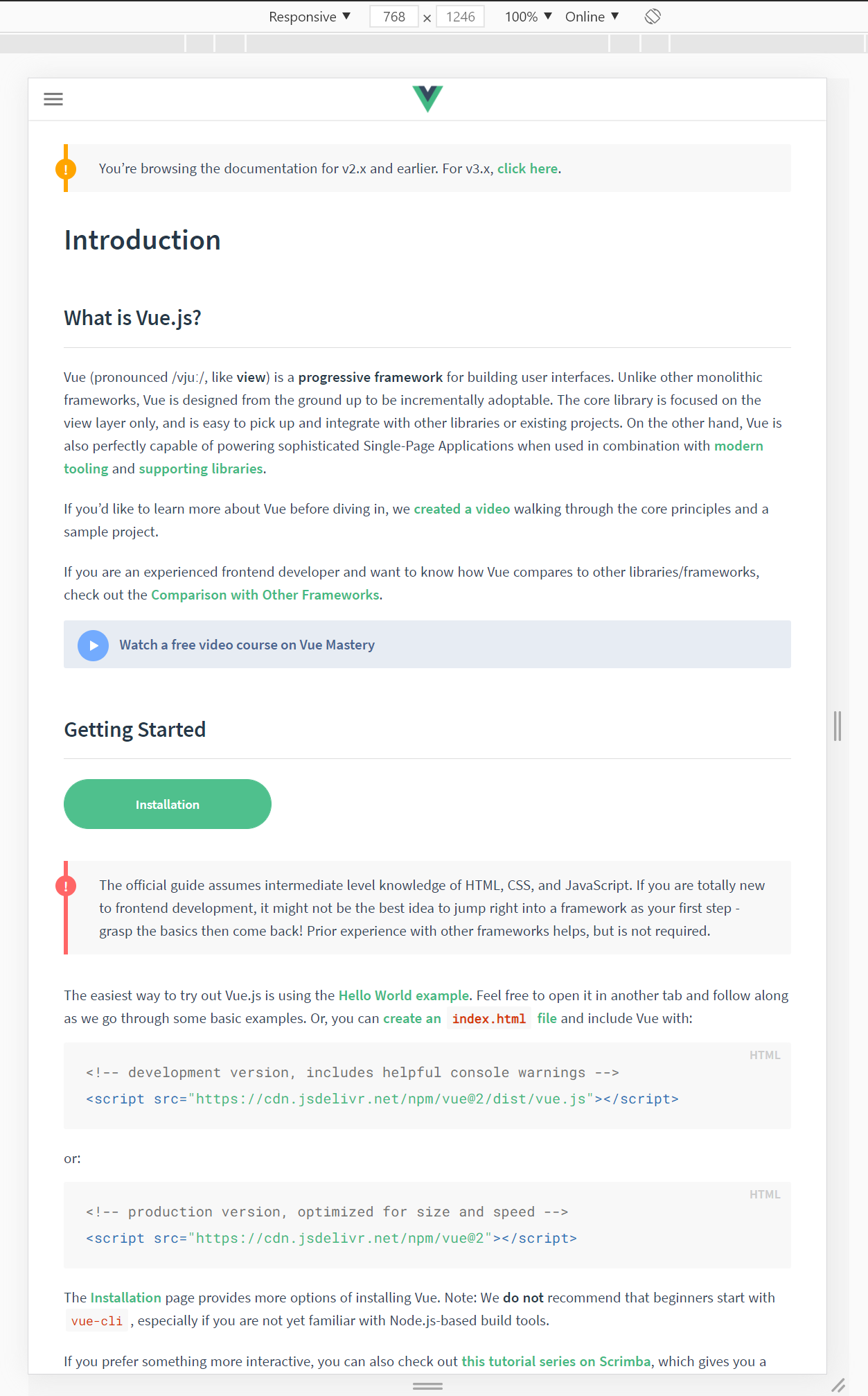 [Suggestion] Don't show sidebar on tablet width, as in Vue 2.x documentation · Issue #811 ...