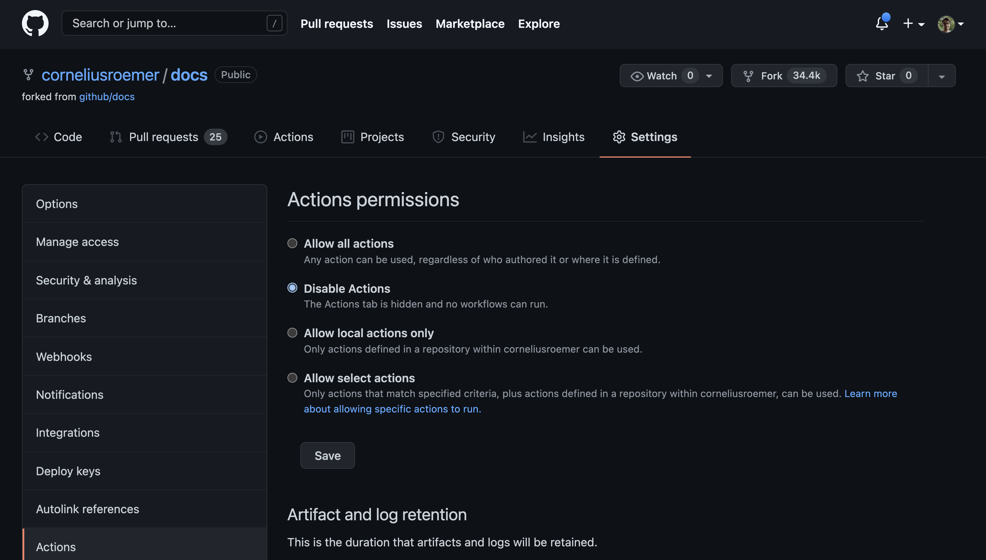 After contributing through fork, get flooded with hourly failed actions ...