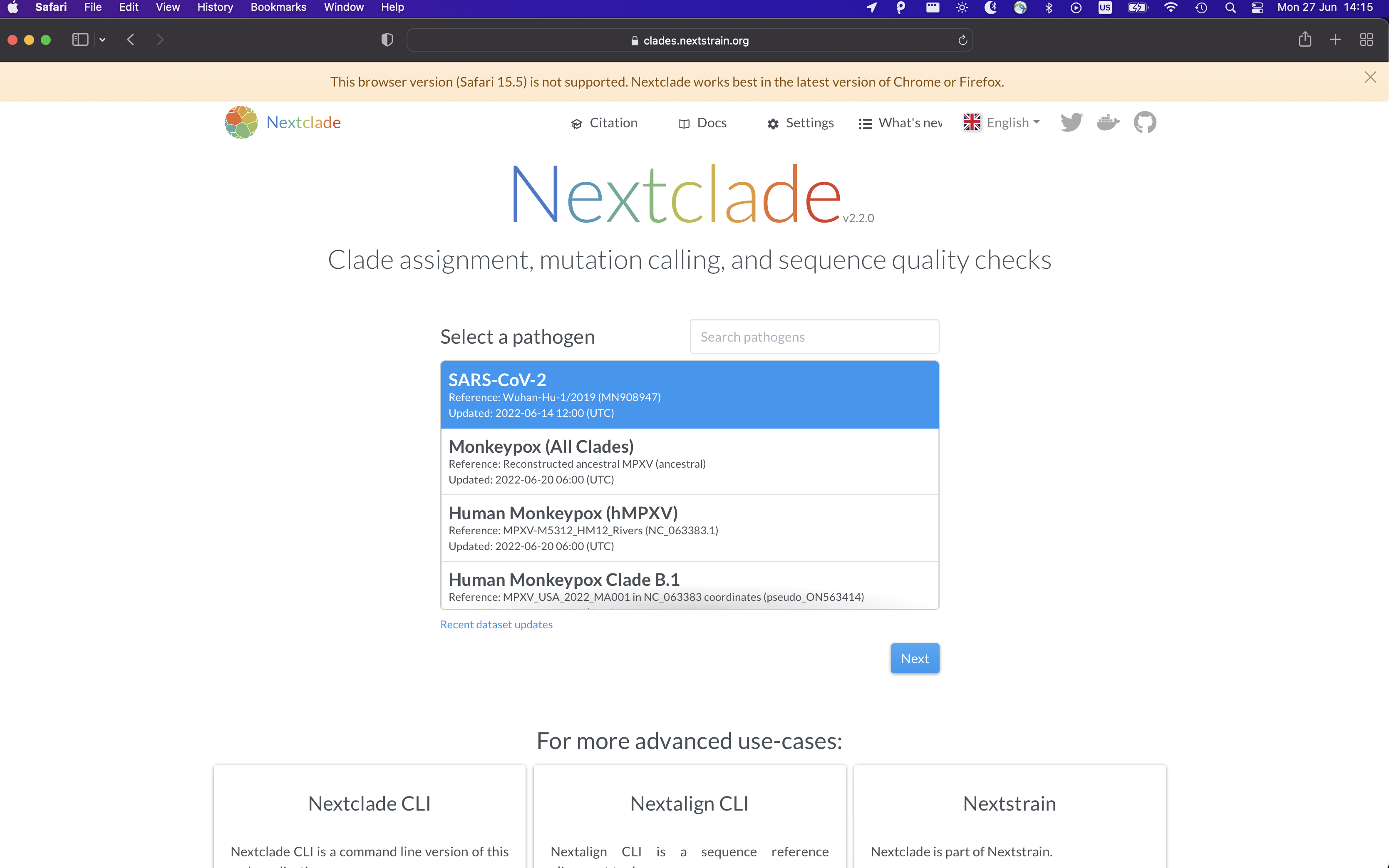 ENH: Make unsupported browser warning "louder", block "run" button · Issue #896 · nextstrain ...