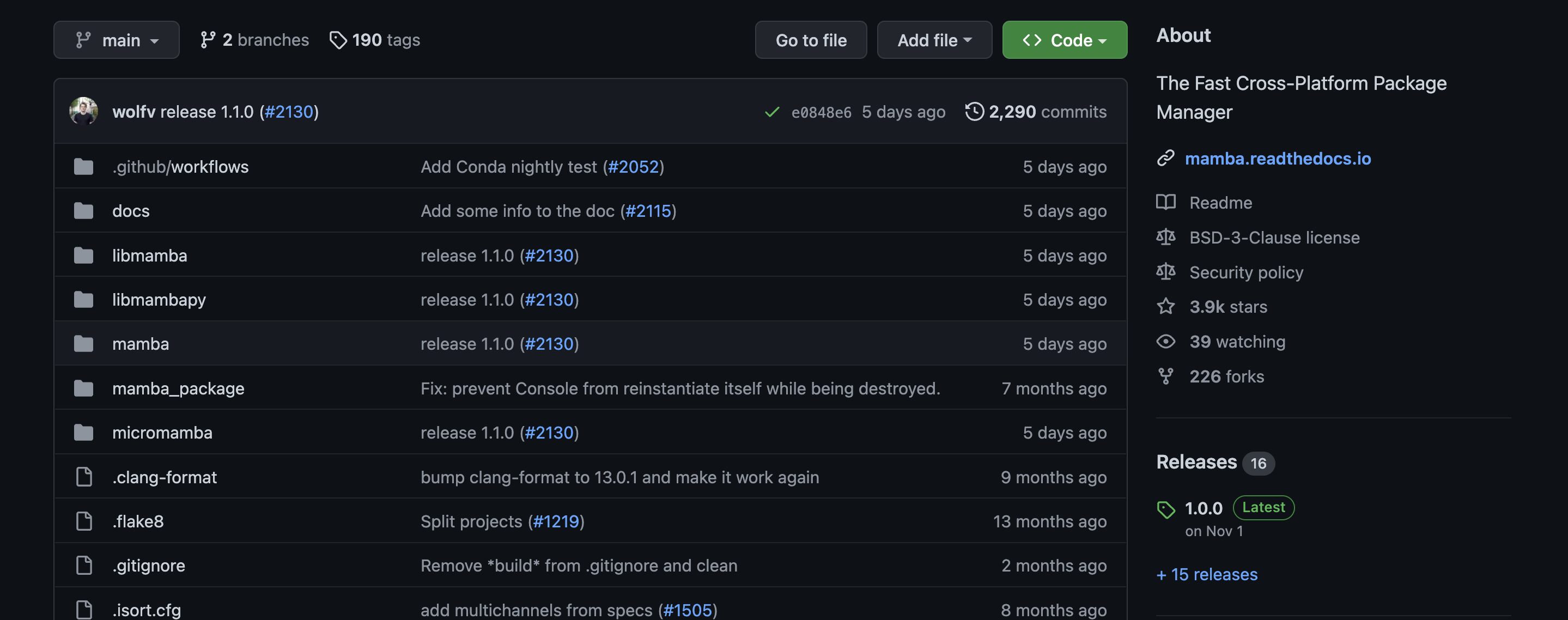 doc: Recent release 1.1.0 does not appear in Github release list · Issue #2151 · mamba-org/mamba ...
