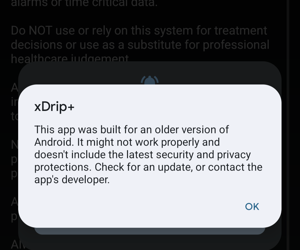 Android 14: Get modal "This app was built for an older version of Android ...
