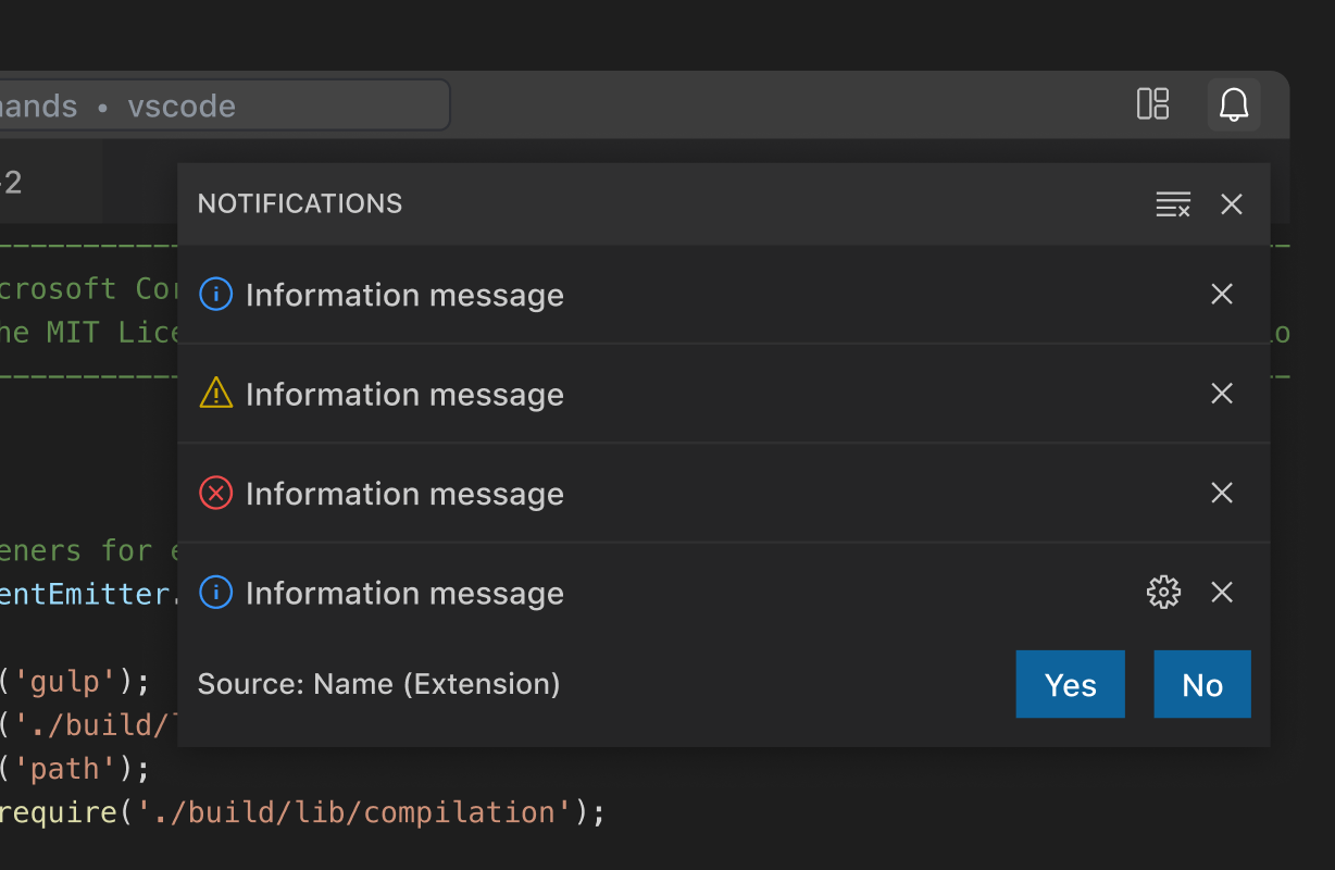 Explore alternate locations for the notifications center · Issue #144330 · microsoft/vscode · GitHub