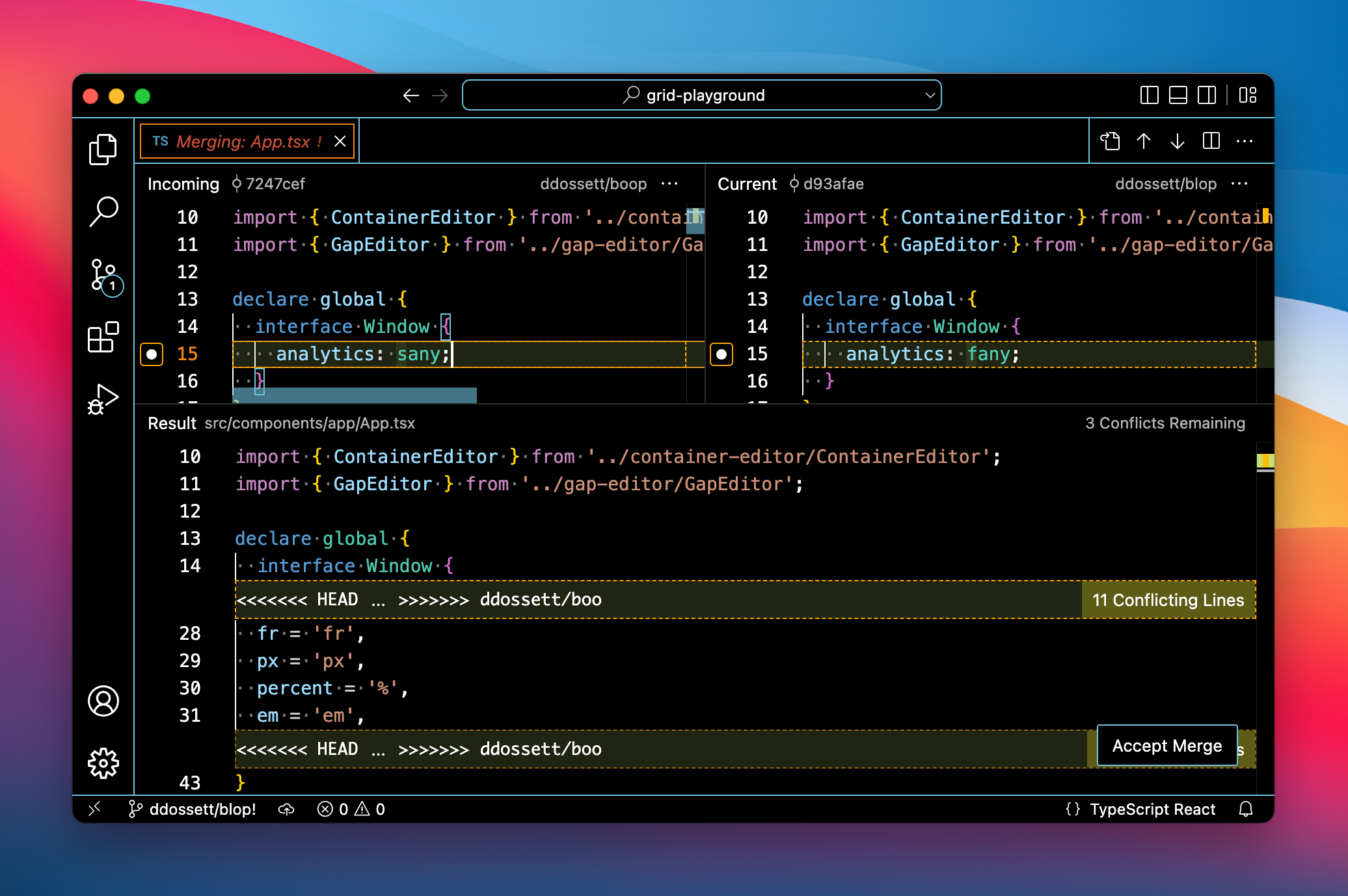 Test merge editor: highlight color on conflict selection a bit subtle ...
