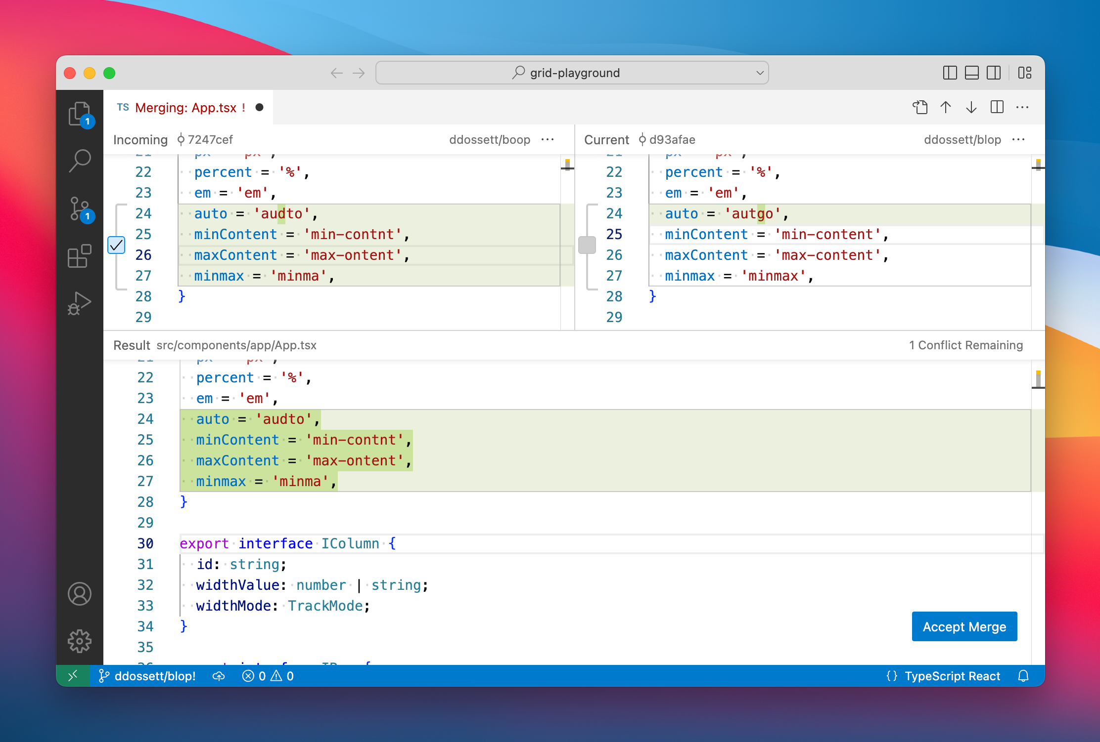 Merge Editor: Use existing merge conflict theme colors · Issue #158797 ...