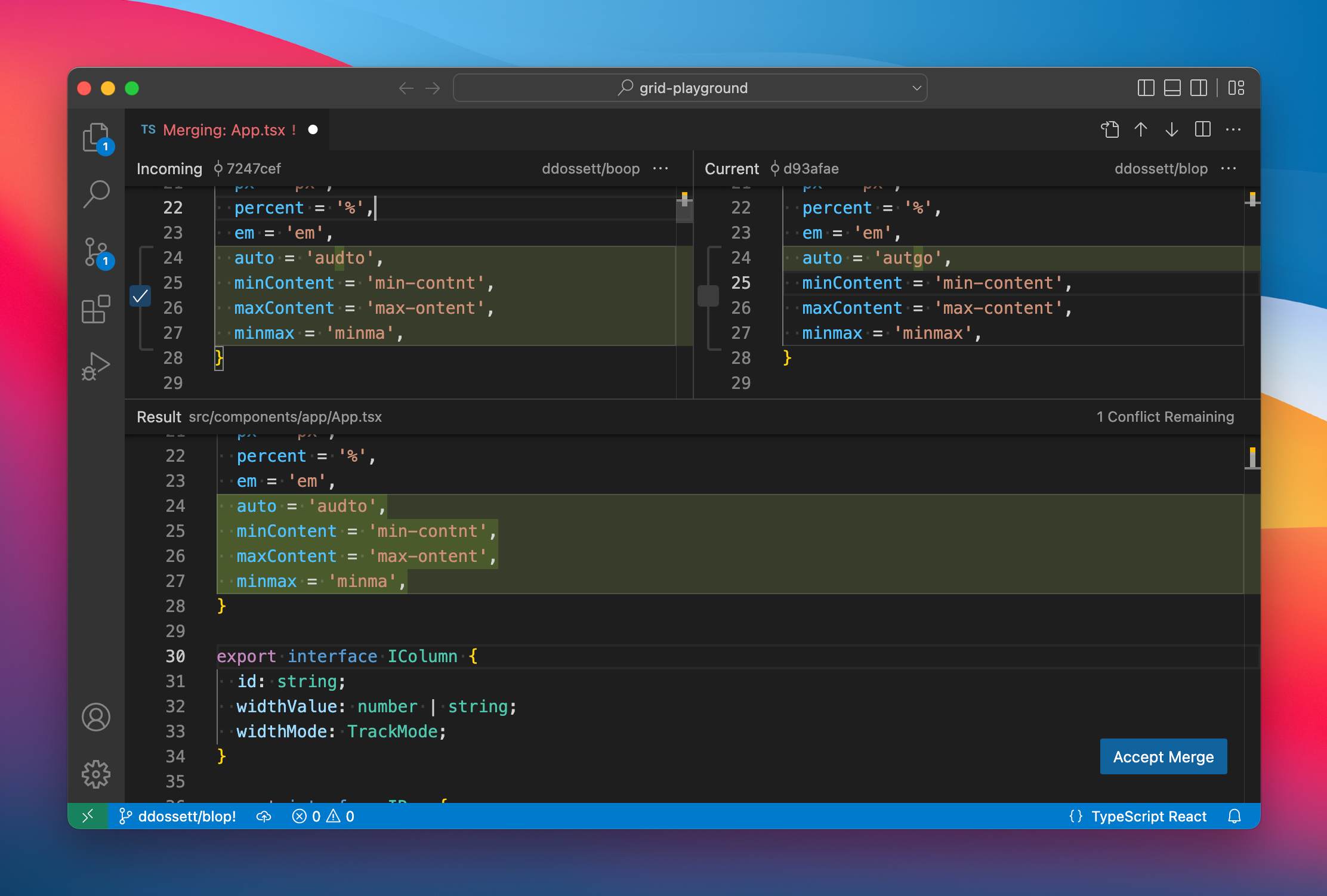 Merge Editor: Use existing merge conflict theme colors · Issue #158797 ...