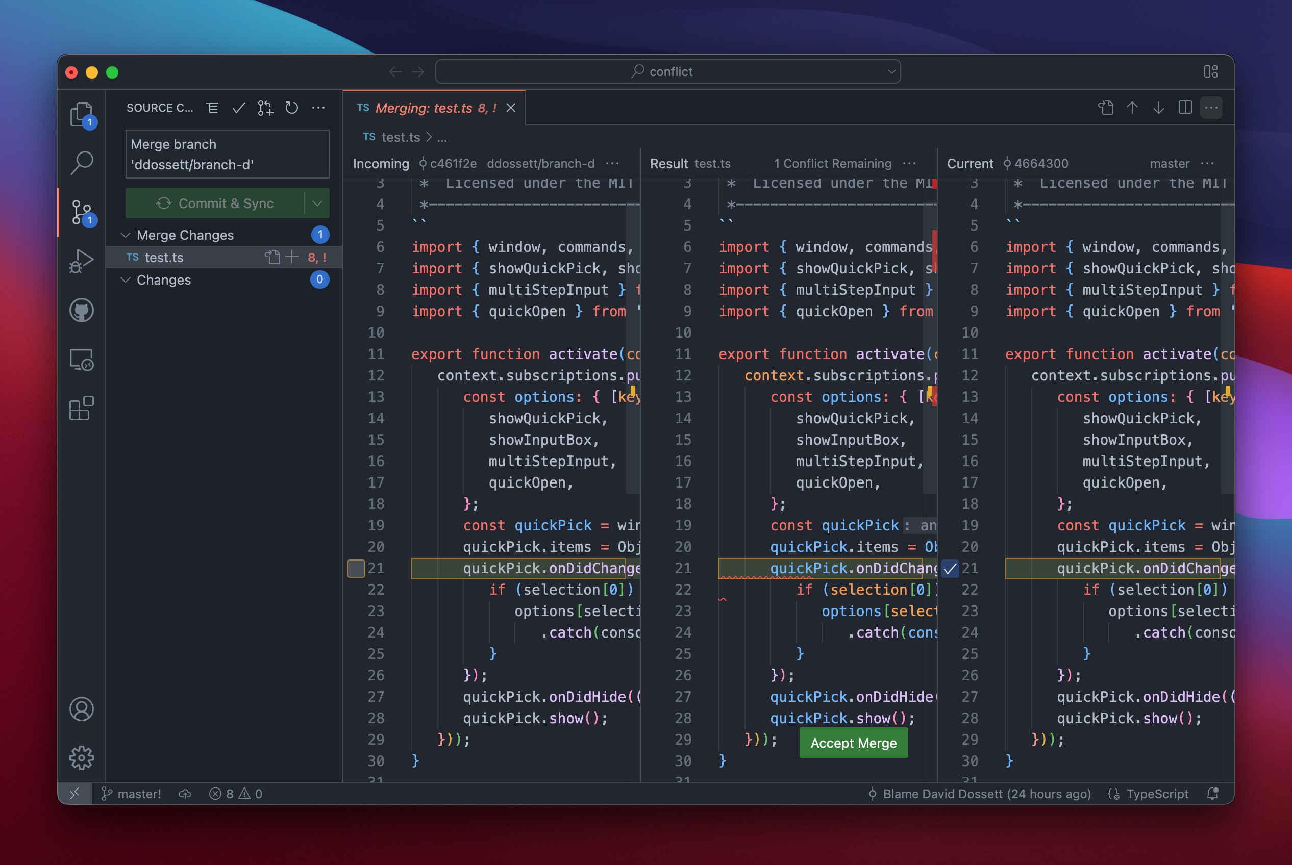 Slightly de-clutter the merge editor UI · Issue #160182 · microsoft/vscode · GitHub