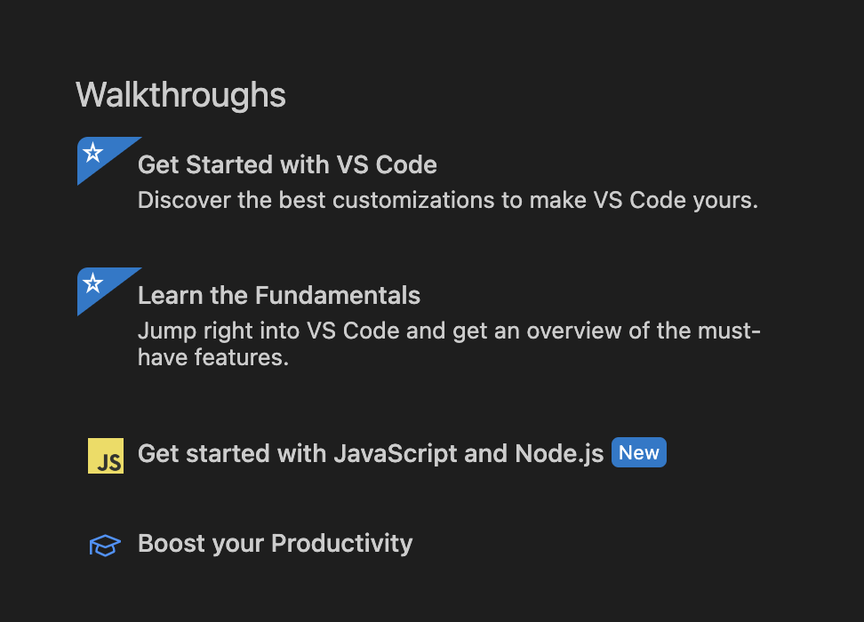 Walkthrough tile buttons have too much styling variation · Issue #165847 · microsoft/vscode · GitHub