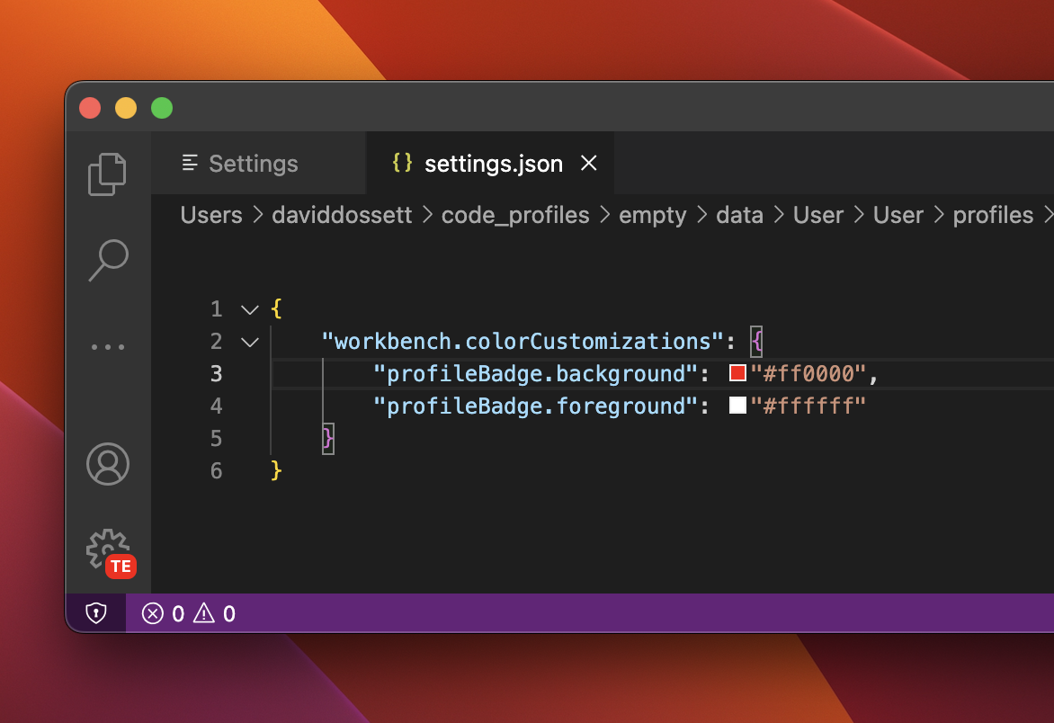 Profile Badge background color issue · Issue #175359 · microsoft/vscode · GitHub