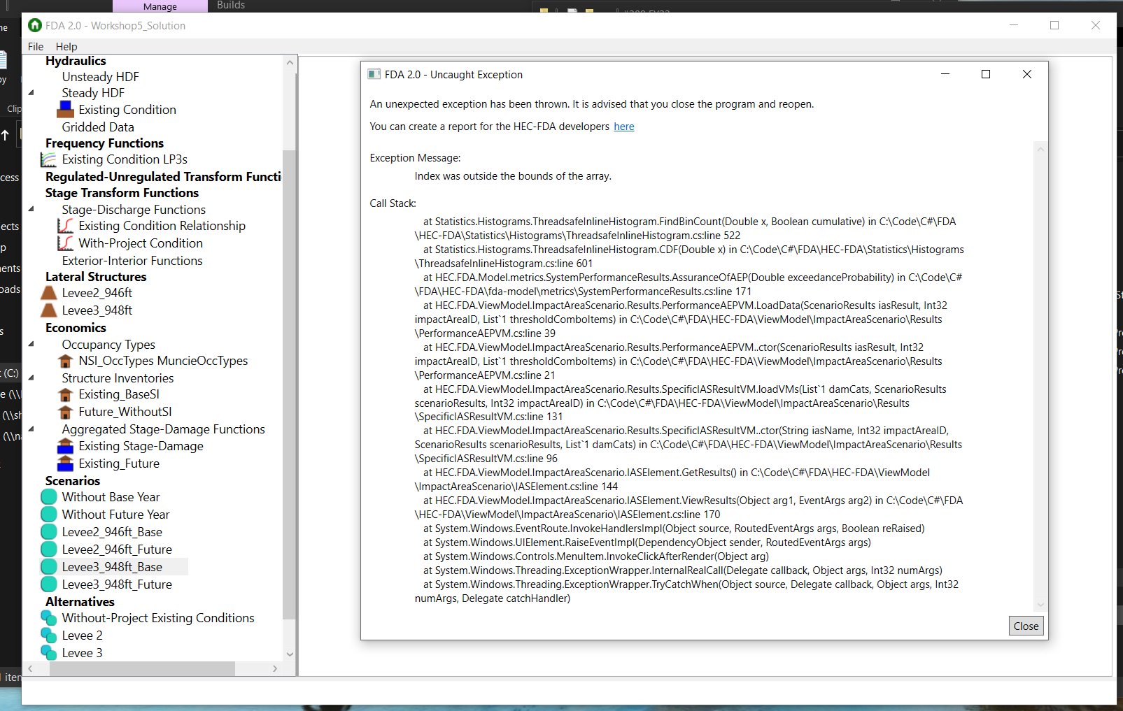 view results index out of bounds exception · Issue #810 · HydrologicEngineeringCenter/HEC-FDA ...
