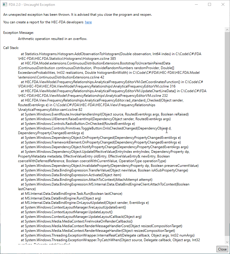 frequency function uncaught exception · Issue #866 · HydrologicEngineeringCenter/HEC-FDA · GitHub