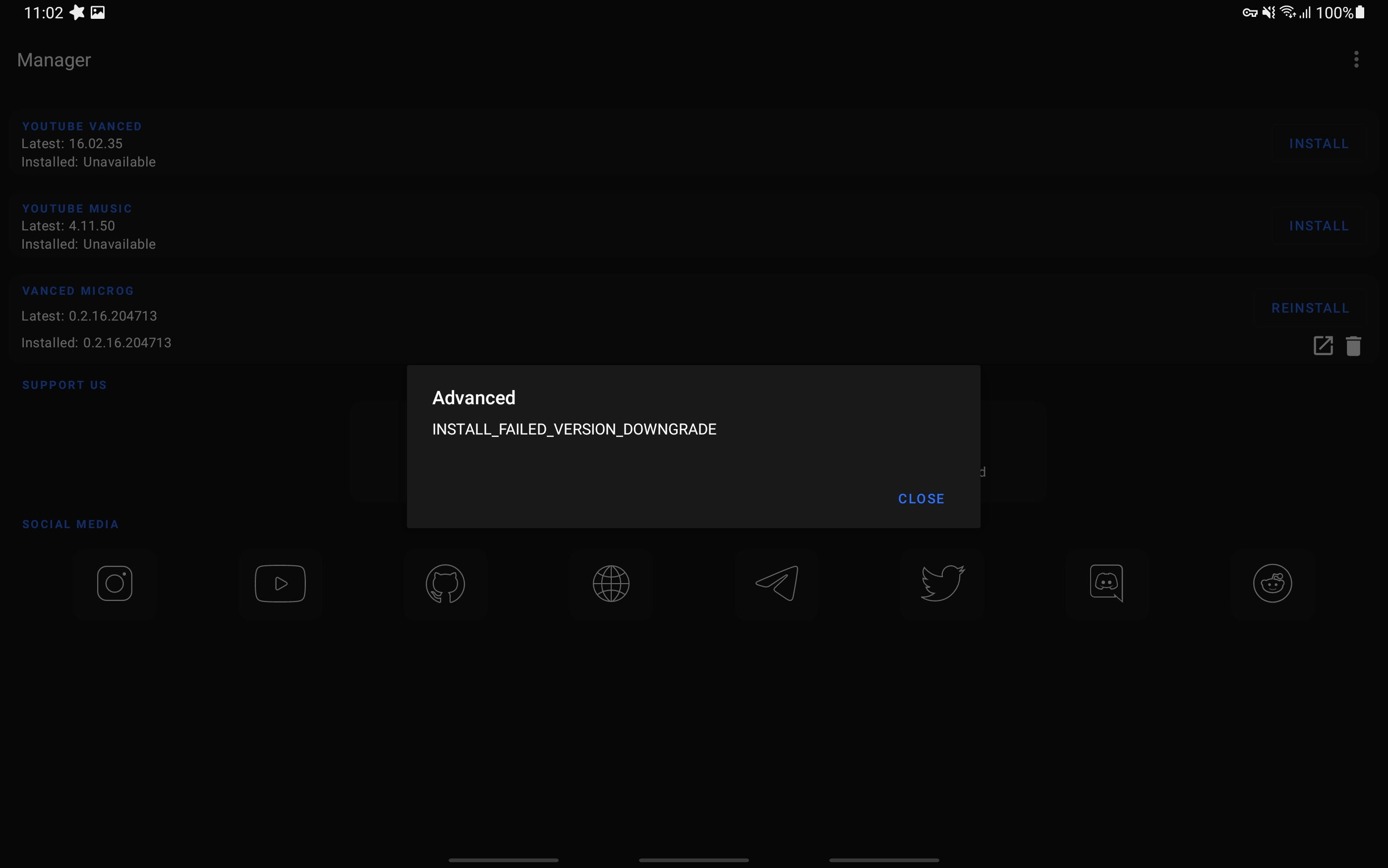 Can't install and delete after delete. · Issue #409 · TeamVanced/VancedManager · GitHub