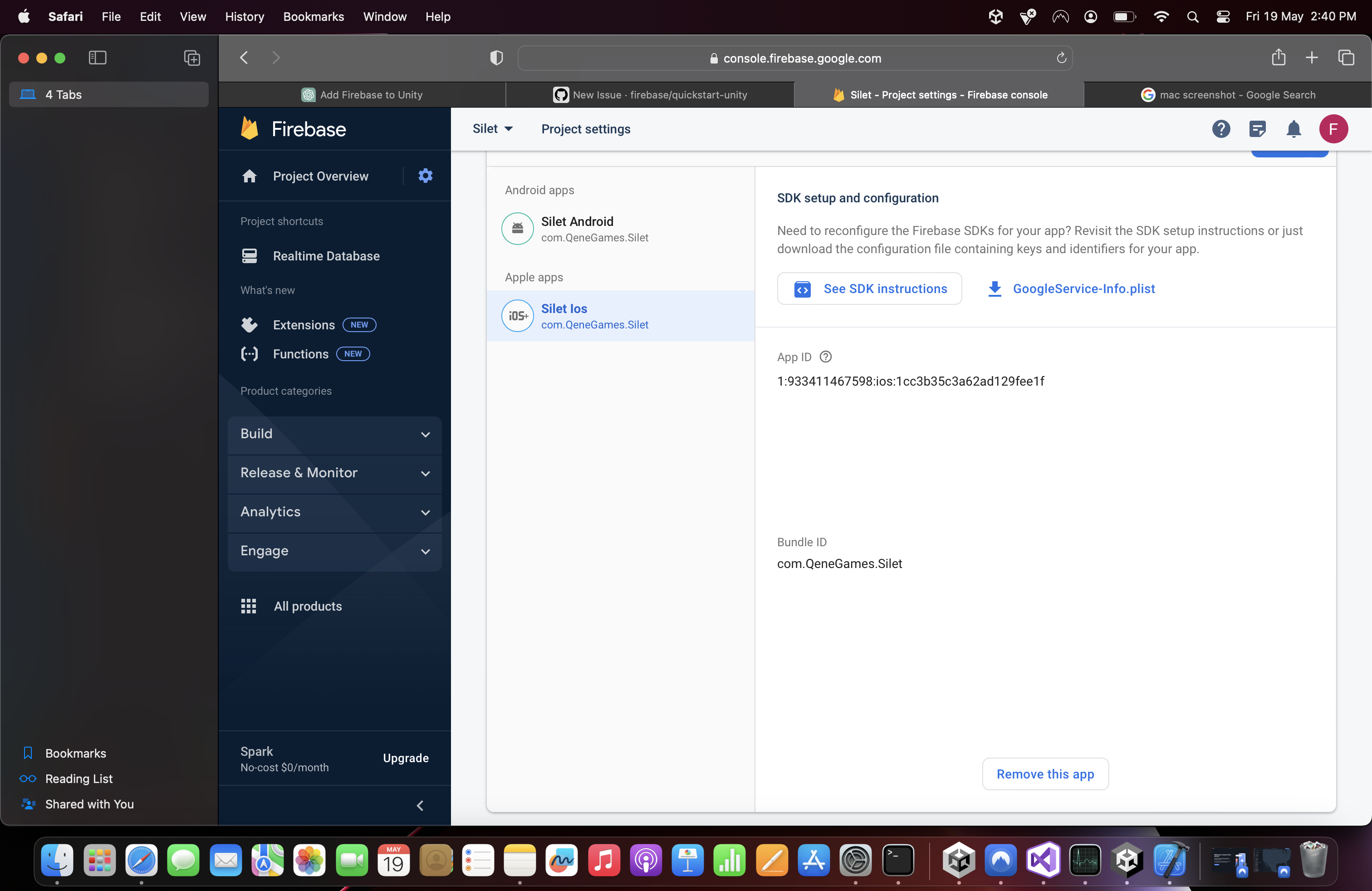 The project's Bundle ID is inconsistent with either the Bundle ID in 'GoogleService-Info.plist ...
