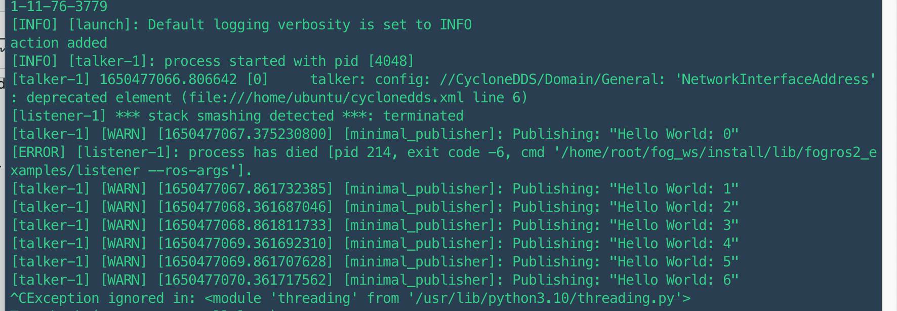 Listener stack smash detected and crashes · Issue #36 · BerkeleyAutomation/FogROS2 · GitHub