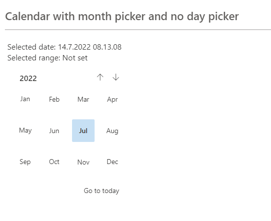 Calendar with month picker and no day picker · Issue #25585 · microsoft ...