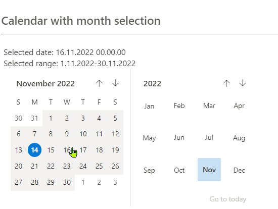 Calendar with month picker and no day picker · Issue #25585 · microsoft/fluentui · GitHub