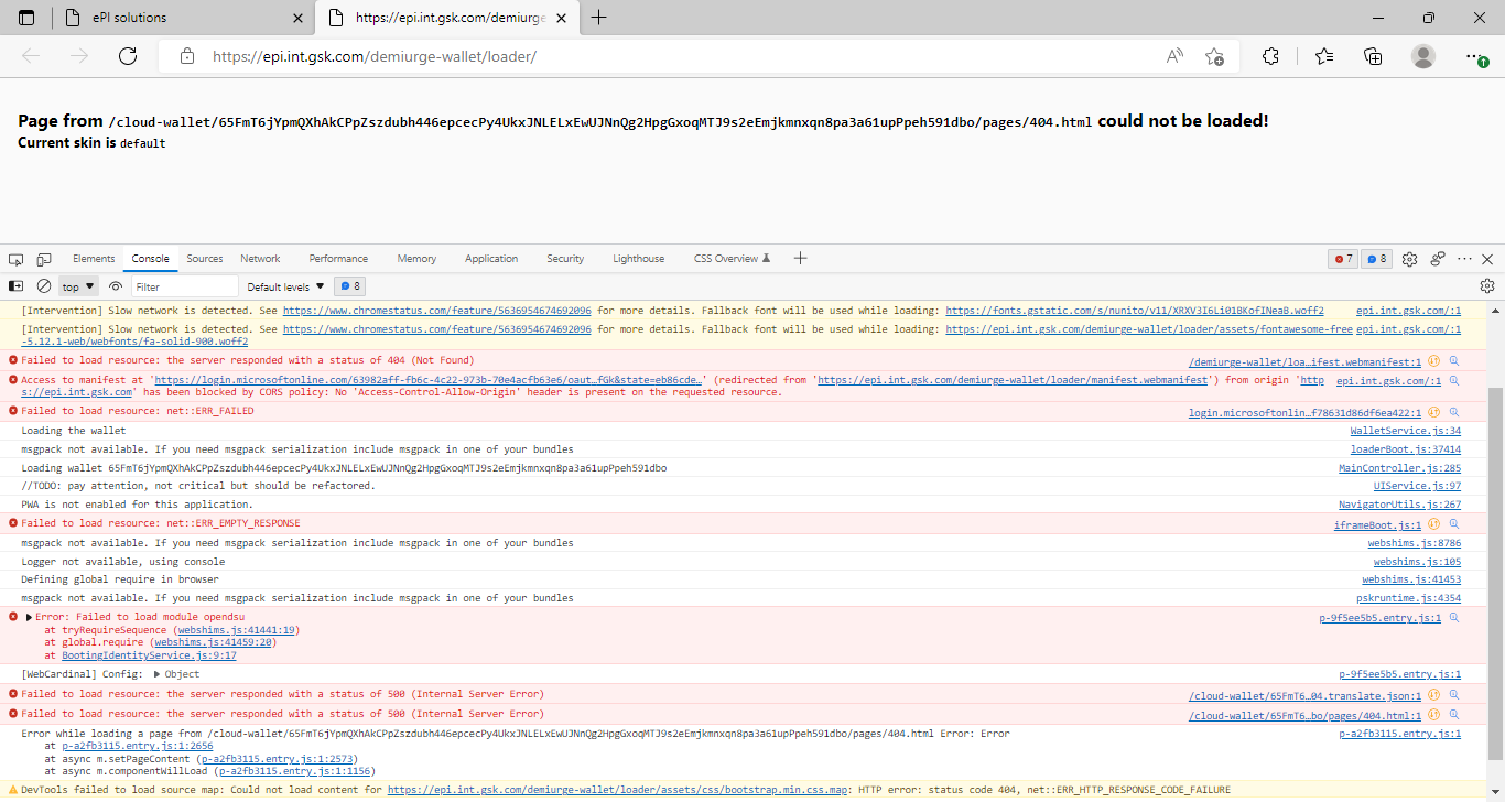 SSO enabled Demiurge Wallet is failing to load screen after entering ...