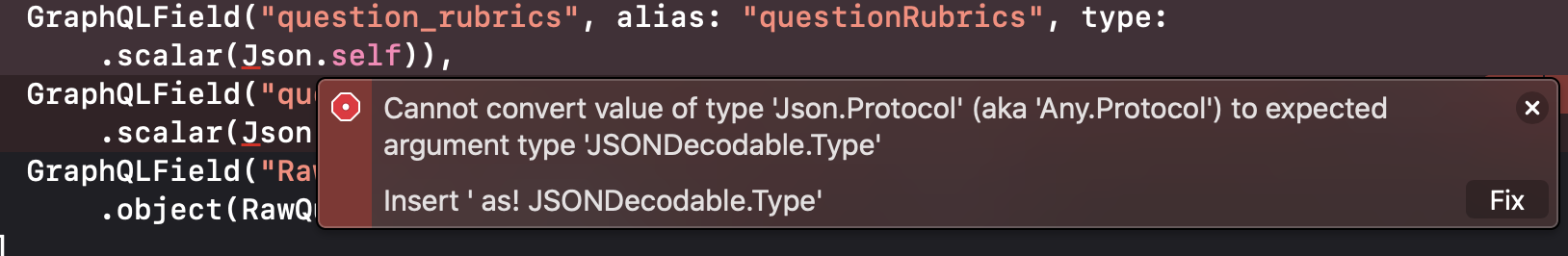 Error Decoding Array While Using Custom Scalars In Ios Swift · Issue