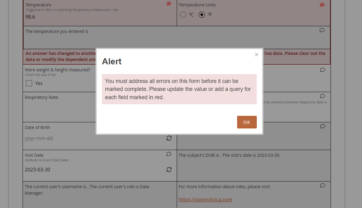 Completing a form offers autoqueries for relevant errors · Issue #658 · OpenClinica/enketo ...